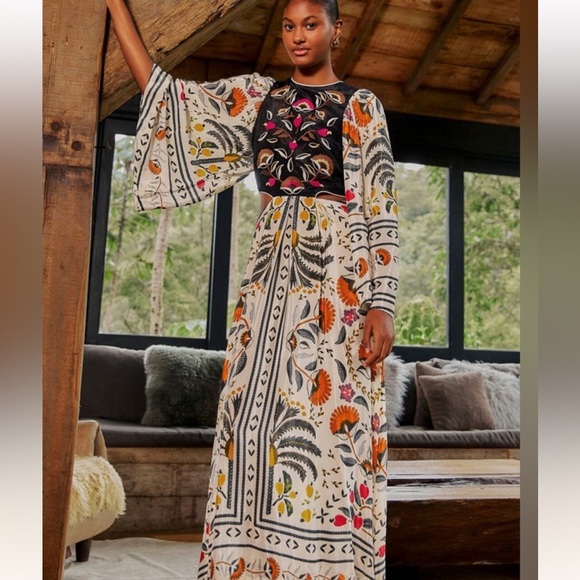 FARM Rio | Dresses | Farm Rio Cut Out Embroidered Maxi Dress | Poshmark